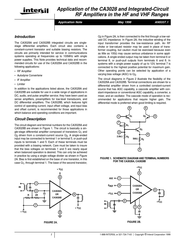 Amp CA3028 Intersil | PDF | Amplifier | Electronic Filter