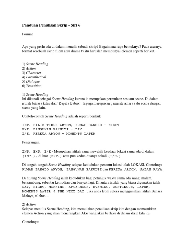 Panduan Penulisan Skrip Contoh.... | PDF