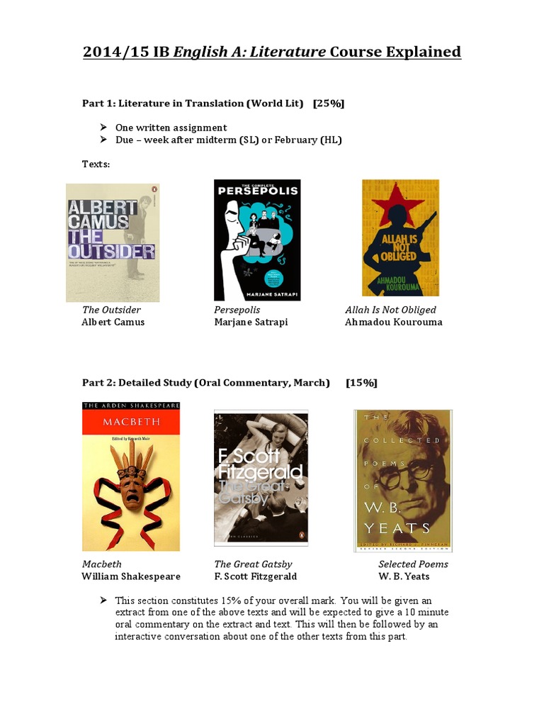 IB English A Literature Course Guide | PDF
