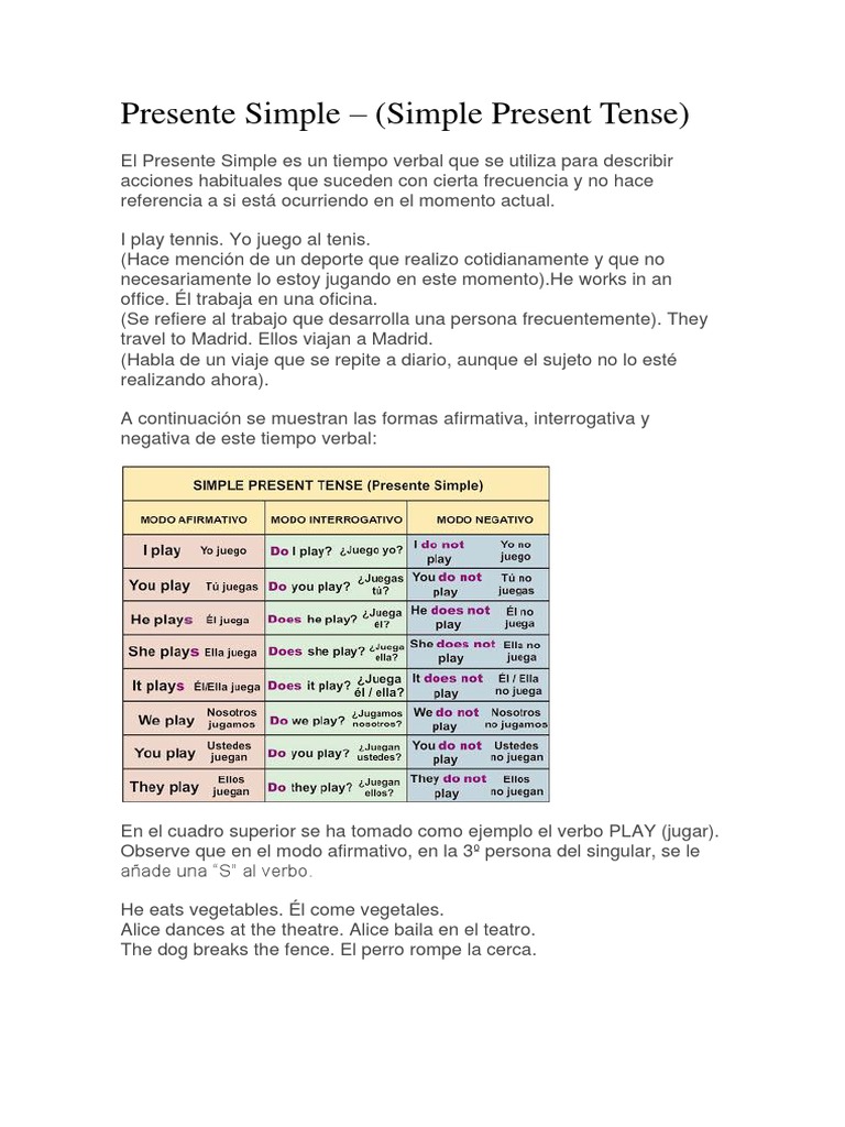 Presente Simple | PDF