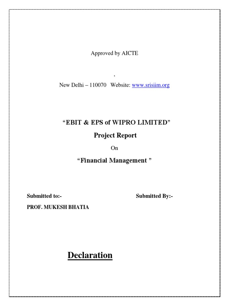 Wipro Limited EBIT & EPS Analysis Report | PDF