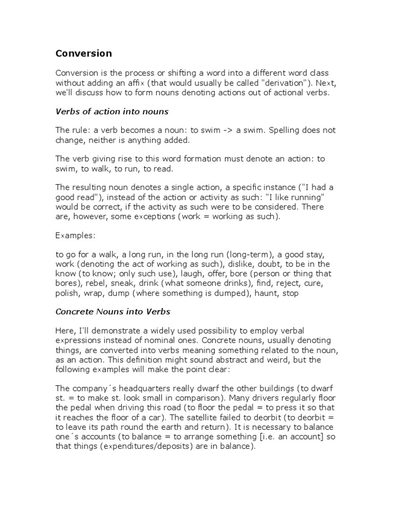 Word Class Conversion Techniques | PDF