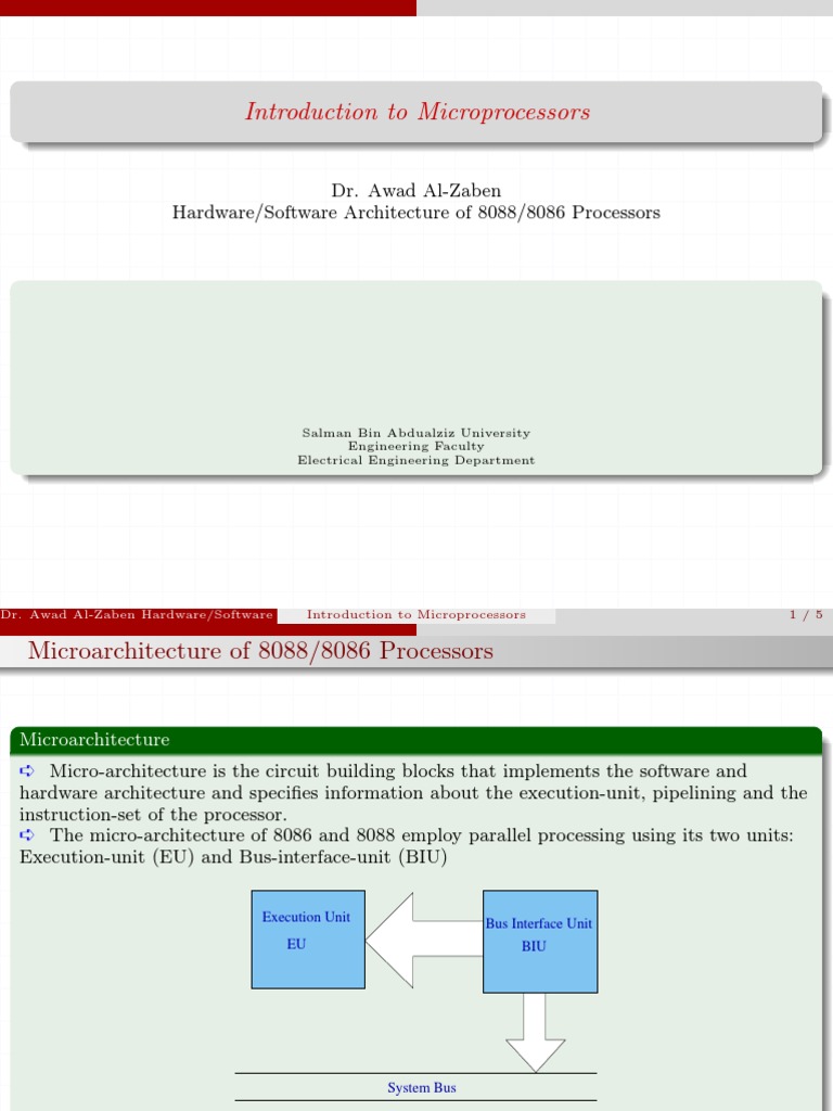 Introduction To Microprocessors: Dr. Awad Al-Zaben Hardware/Software ...