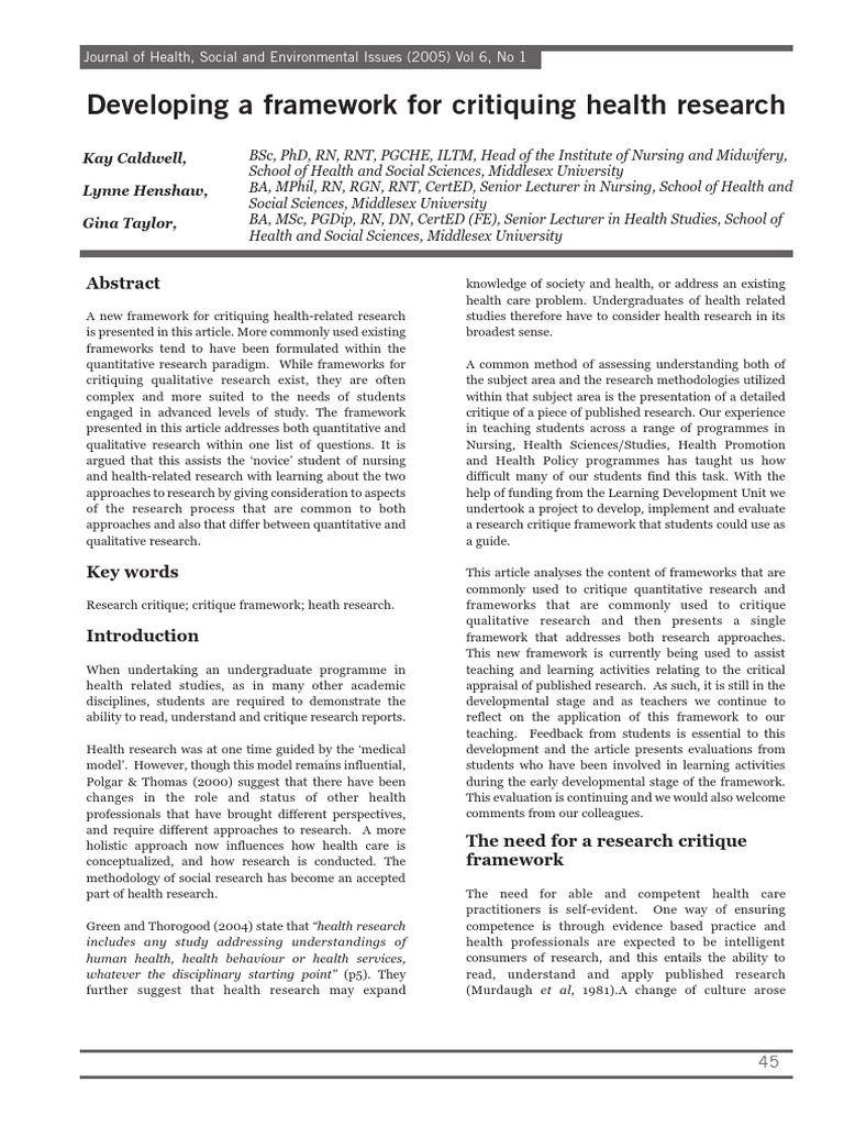 Developing A Framework: Nursing Research | PDF | Qualitative Research ...