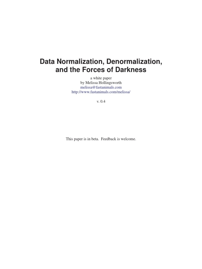 Normalization Vs DeNormalization | PDF | Databases | Areas Of Computer ...
