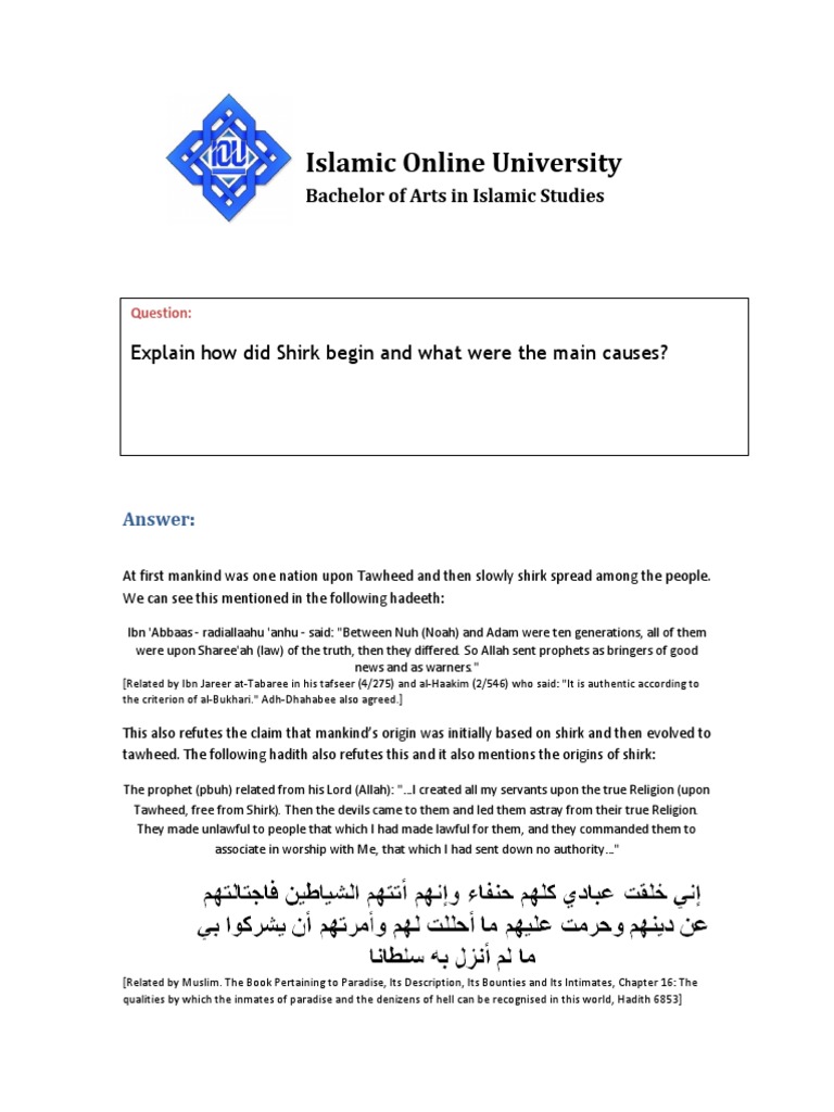 How Did Shirk Begin and What Were The Main Causes | PDF | Tawhid ...