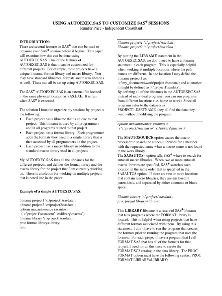 Sas Autoexec | PDF