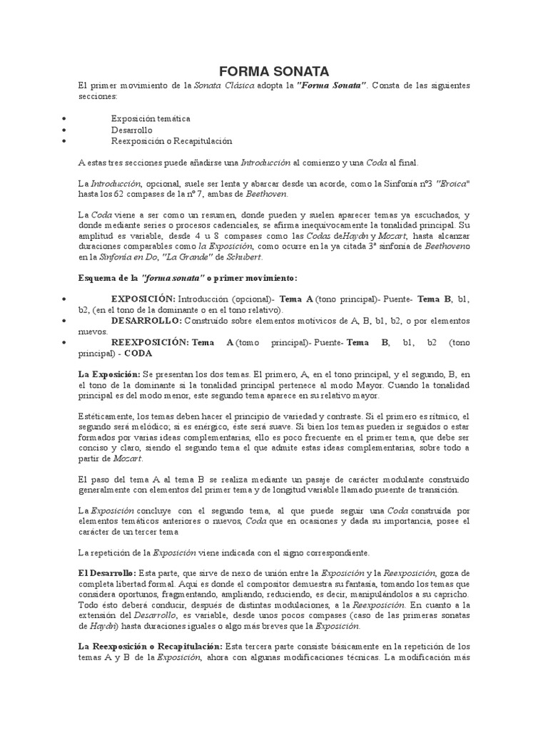 Estructura de la Forma Sonata | PDF | Sonata | Composiciones Musicales