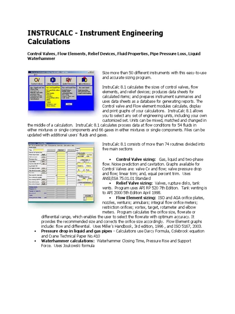 Instrucalc 1 | PDF | Valve | Flow Measurement