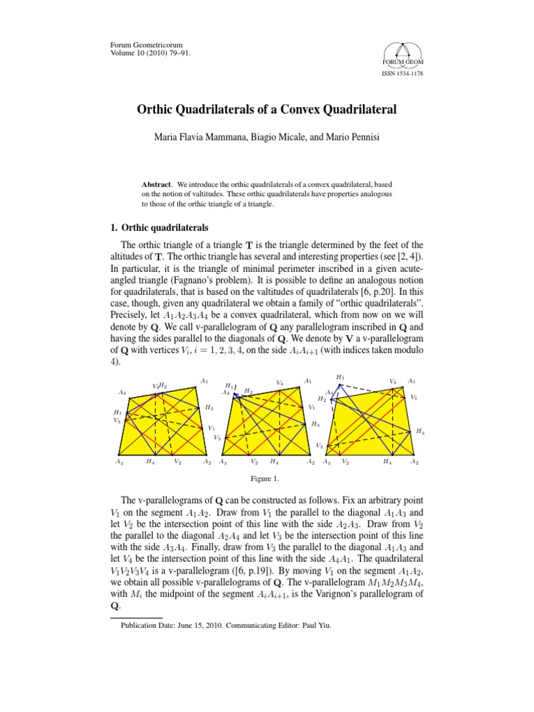 Orthic Quadrilaterals of A Convex Quadrilateral | PDF | Geometric ...