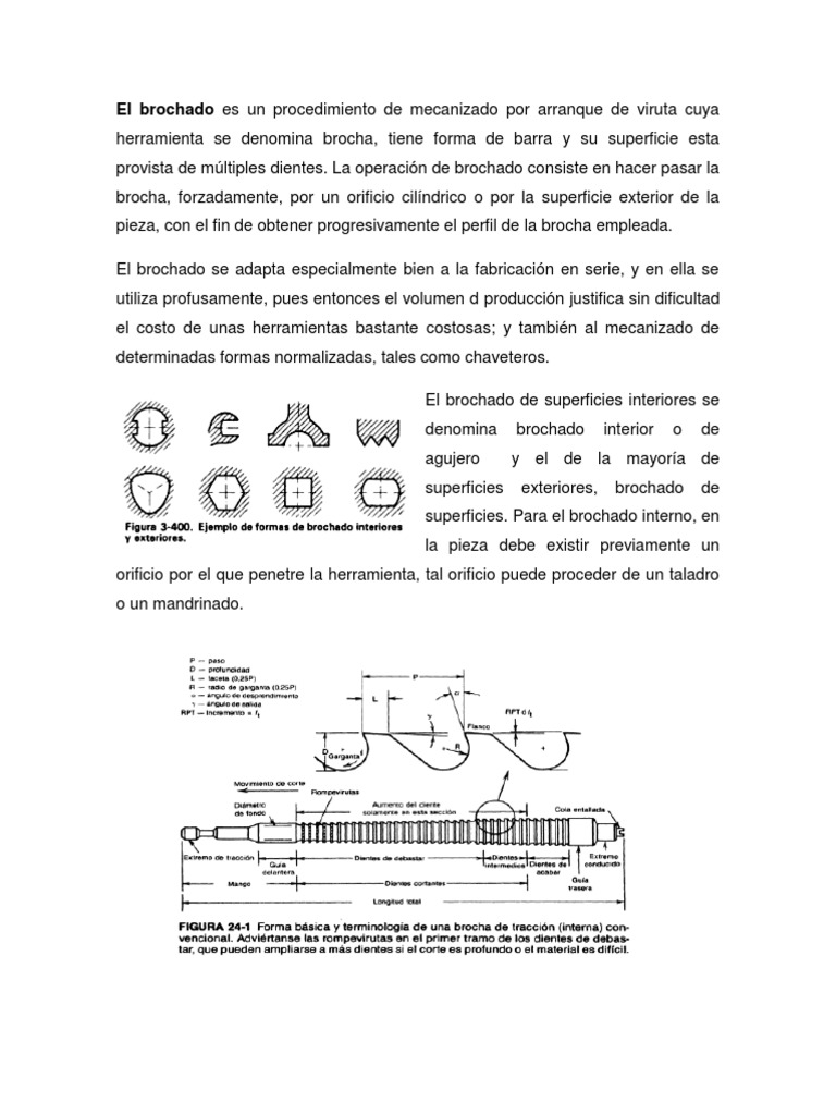 Proceso y Tipos de Brochado Mecanizado | PDF | Mecanizado | Herramientas