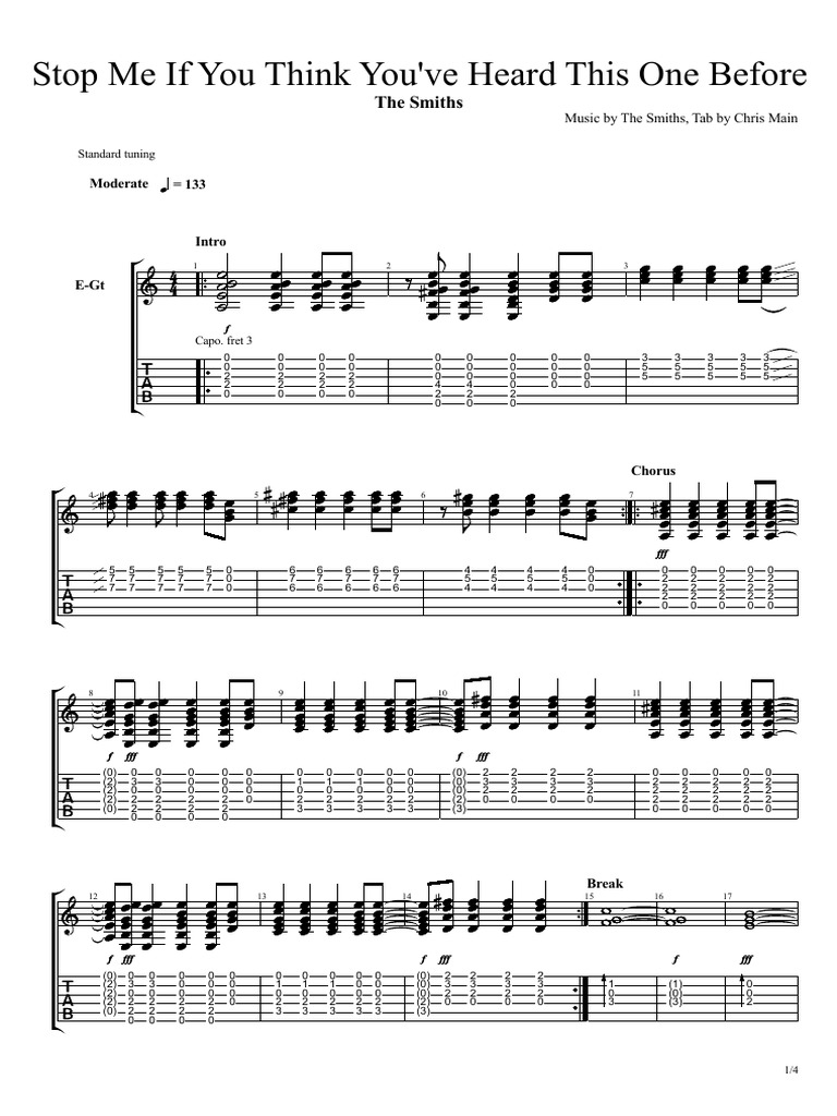 Smiths - Stop Me If You Think Youve Heard This One Before (Pro) | PDF | Songs | Musical Compositions