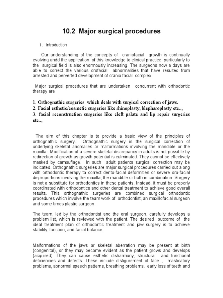 10.2 Major Surgical Procedures | PDF | Orthodontics | Surgery