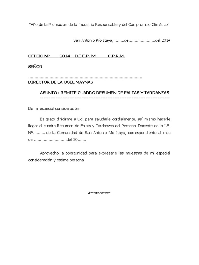 Ejemplo de Oficio Simple