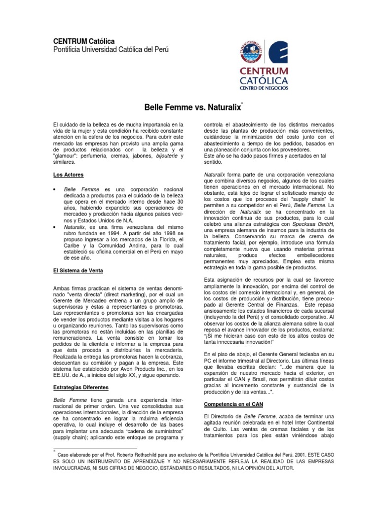 Caso Belle Femme vs. Naturalix | PDF | Marketing | Perú