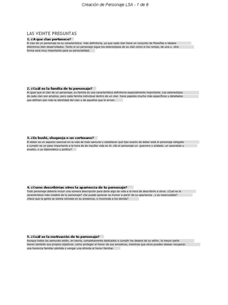 L5R El Juego de Las Veinte Preguntas | PDF | Samurai | Bushido