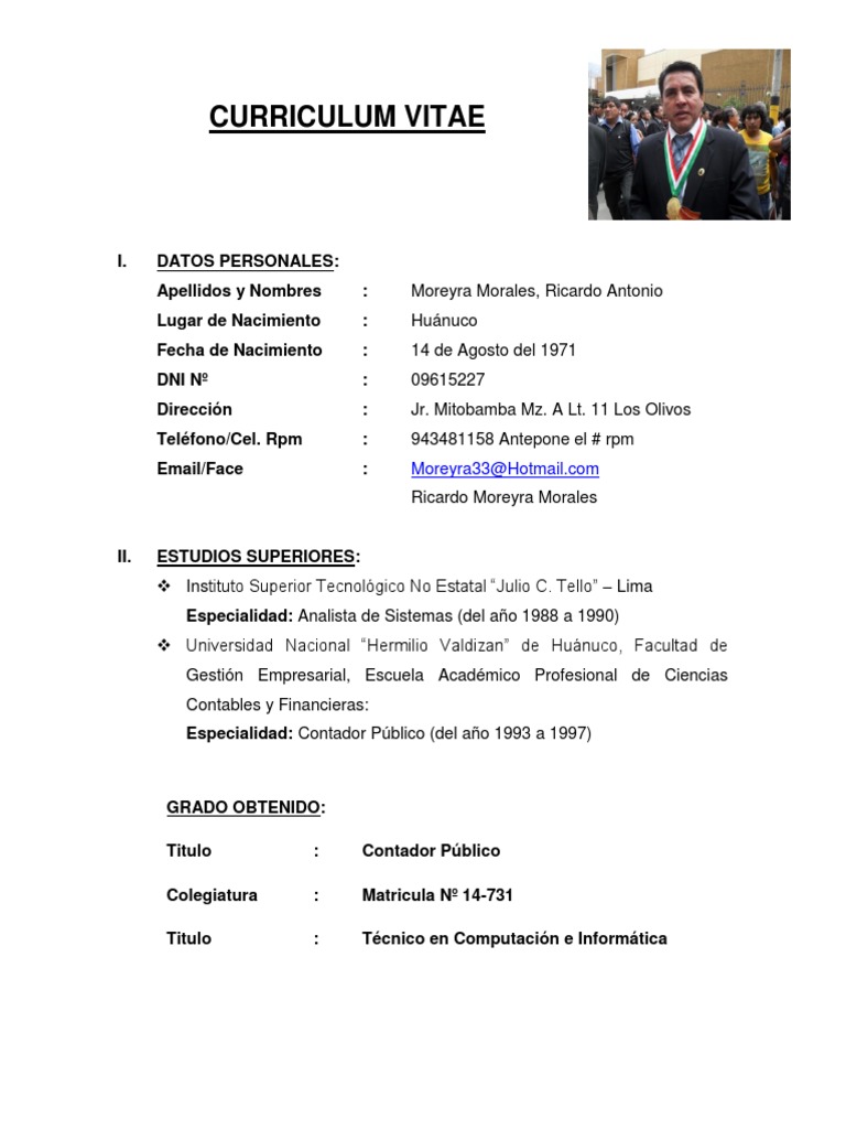 Curriculum Vitae | PDF | Contador | Lima