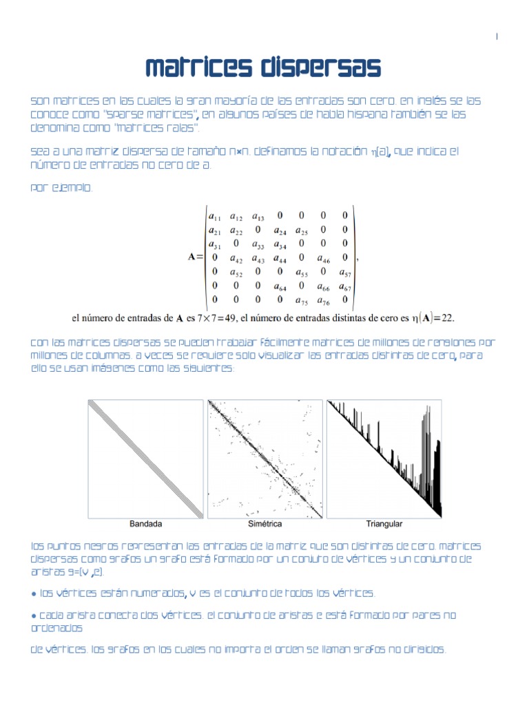 ABOUT Matrices Dispersas | PDF | Teoría de grafos | Matriz (Matemáticas)