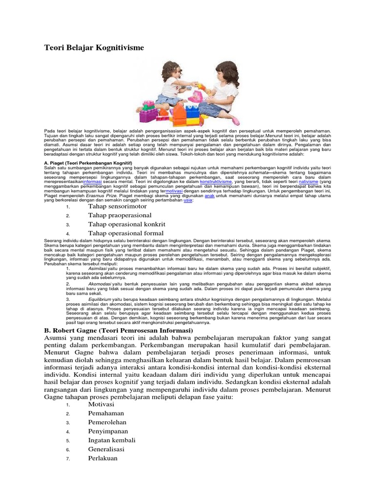 Teori Belajar Kognitivisme | PDF