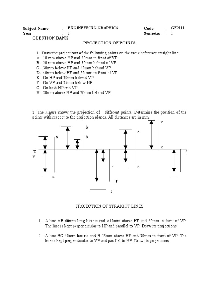 Subject Name: Engineering Graphics Year: I Question Bank | PDF | Business