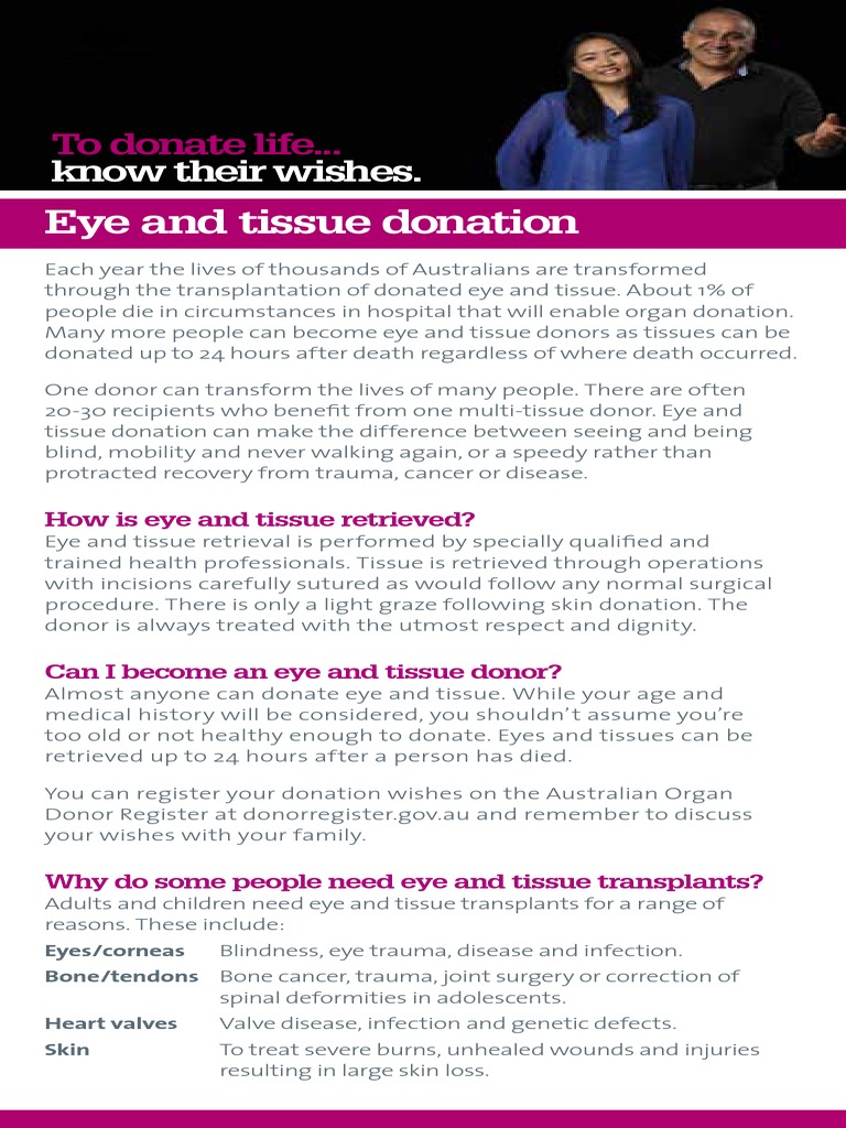 Eye and Tissue Donation: Know Their Wishes | Download Free PDF | Organ ...