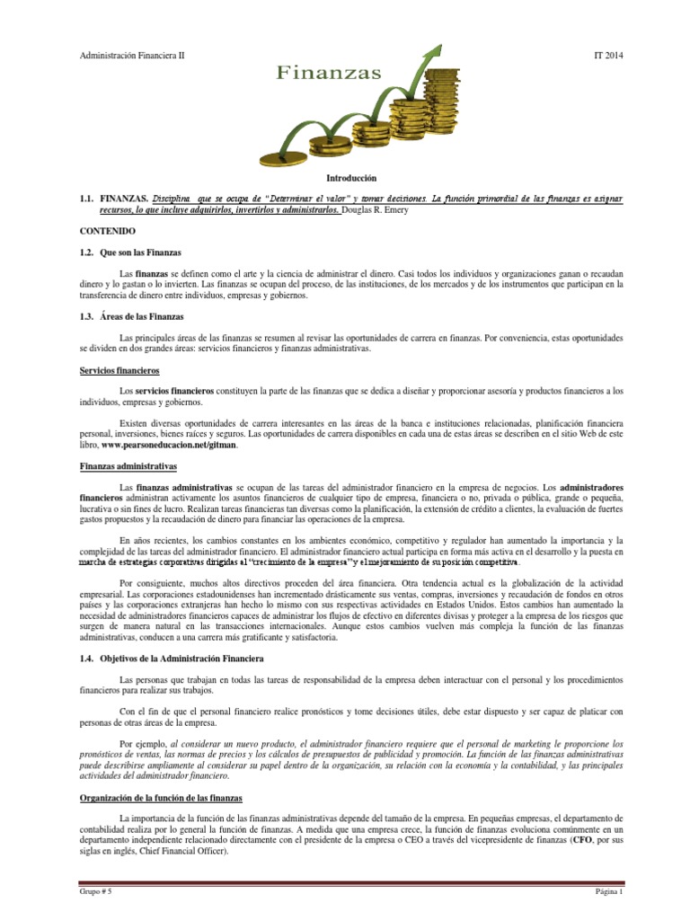 02-Capitulo 1. Panorama General de Las Finanzas Gerenciales | PDF ...