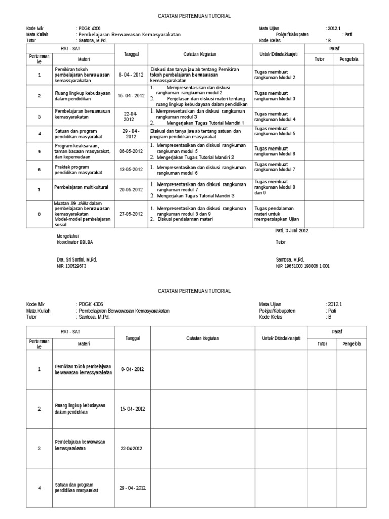 3 - Catatan Pertemuan Tutorial | PDF