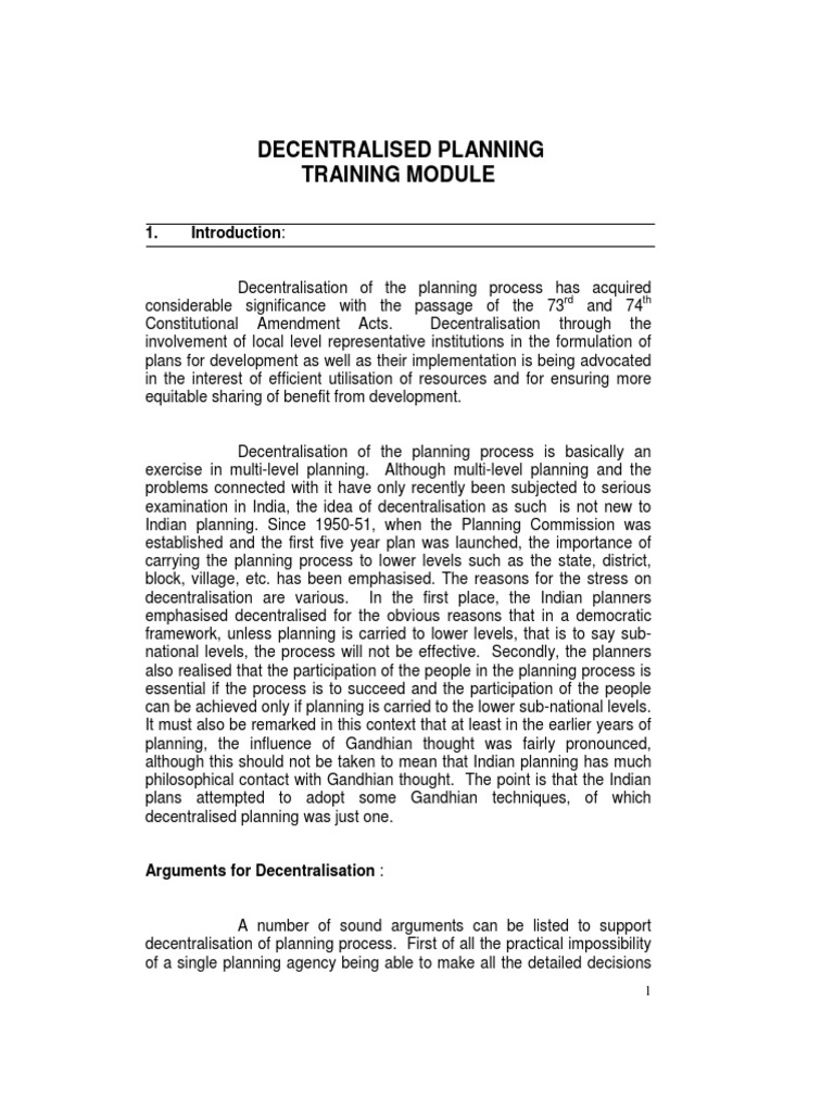 Decentralised Planning-Non DLM PDF | PDF | Facilitator | Decentralization