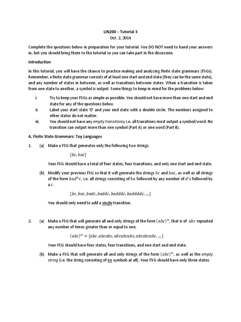 Tutorial 3 | PDF | String (Computer Science) | Formalism (Deductive)