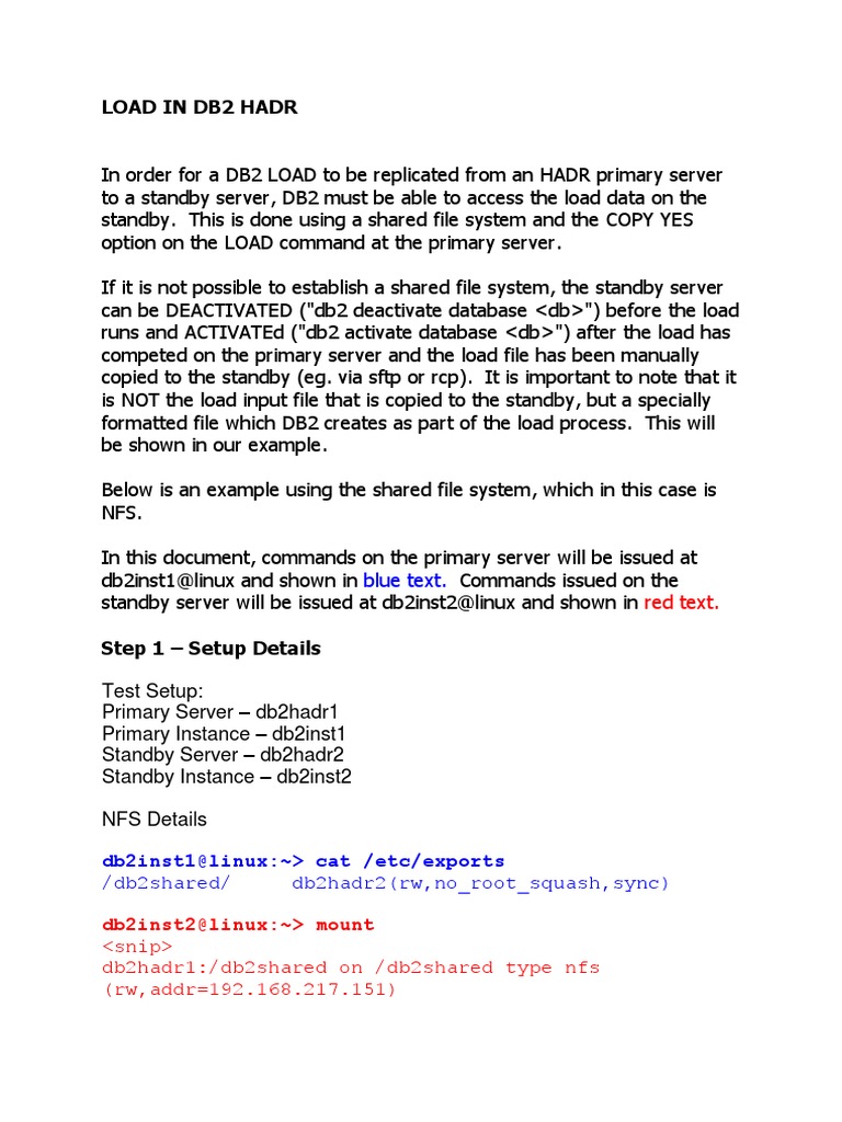 Load in Db2 Hadr | PDF | Ibm Db2 | File System