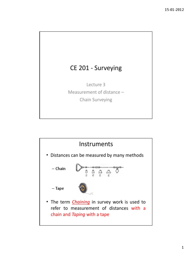 Measurement of Distance Using Chains and Ranging Techniques | PDF ...