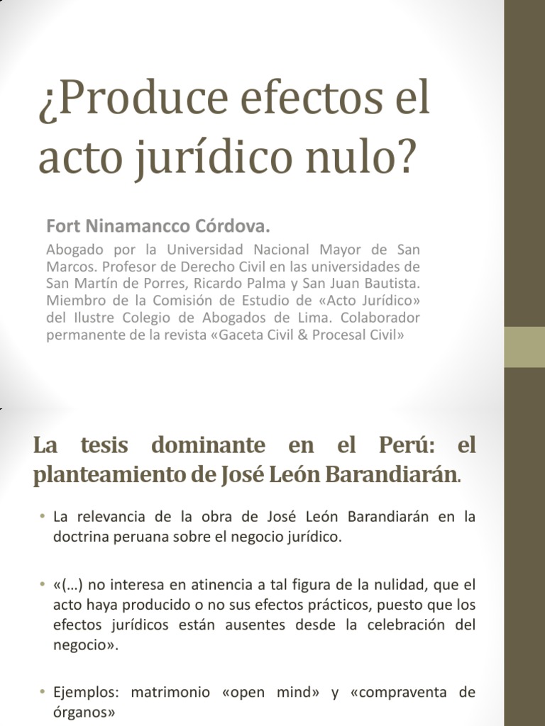 Produce Efectos El Acto Jurídico Nulo | PDF | Nulo (ley) | Juez
