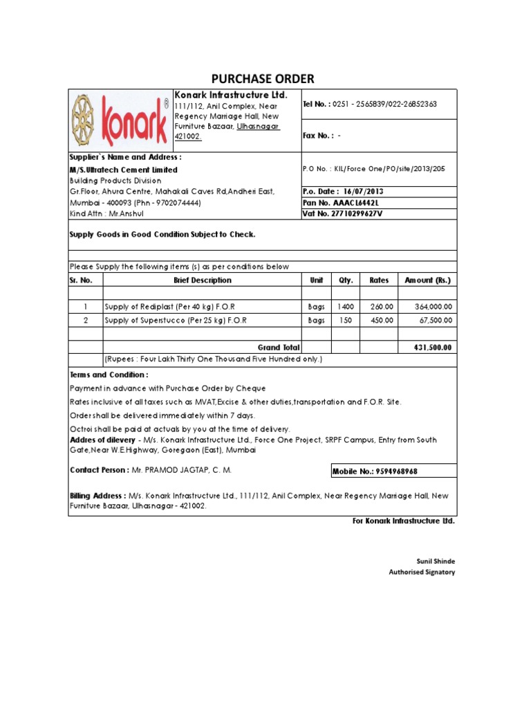 Purchase Order Format | PDF | Payments | Government Finances