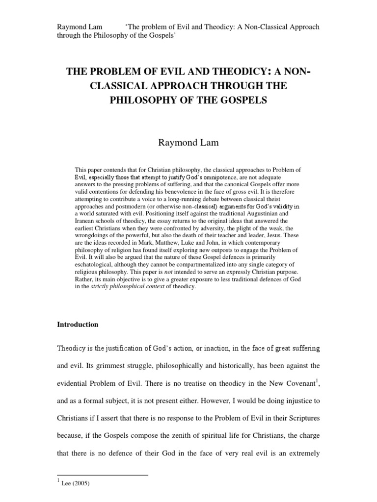 The Problem of Evil and Theodicy | PDF | Problem Of Evil | Gospel Of John
