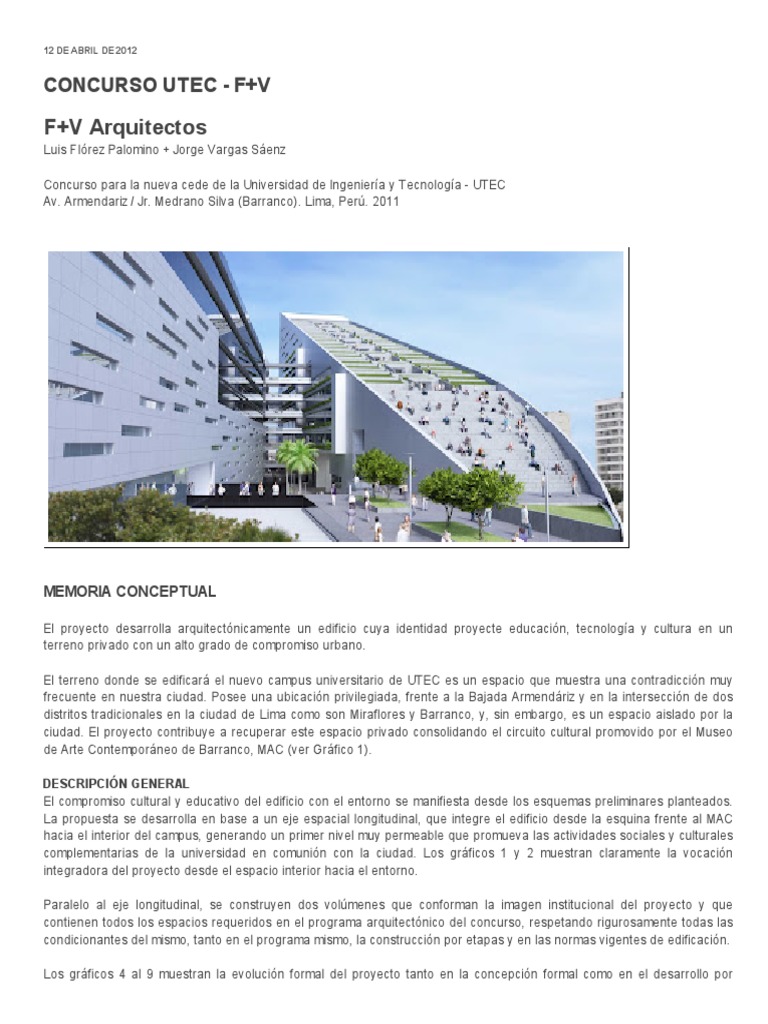 UTEC - F+V Arquitectos | PDF | Lima | Arquitecto