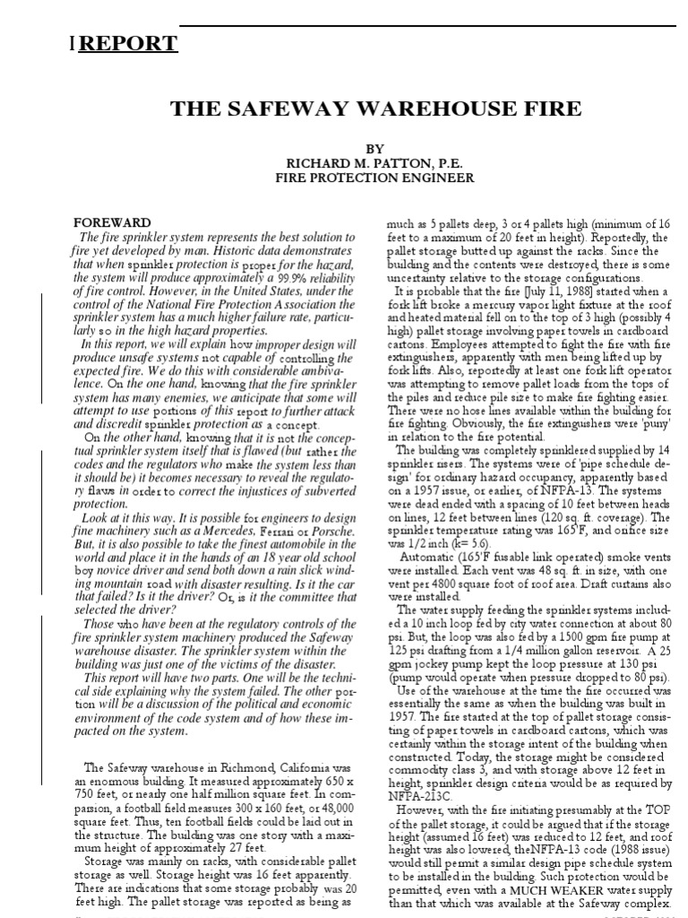 Safeway Warehouse | PDF | Fire Sprinkler System | Warehouse