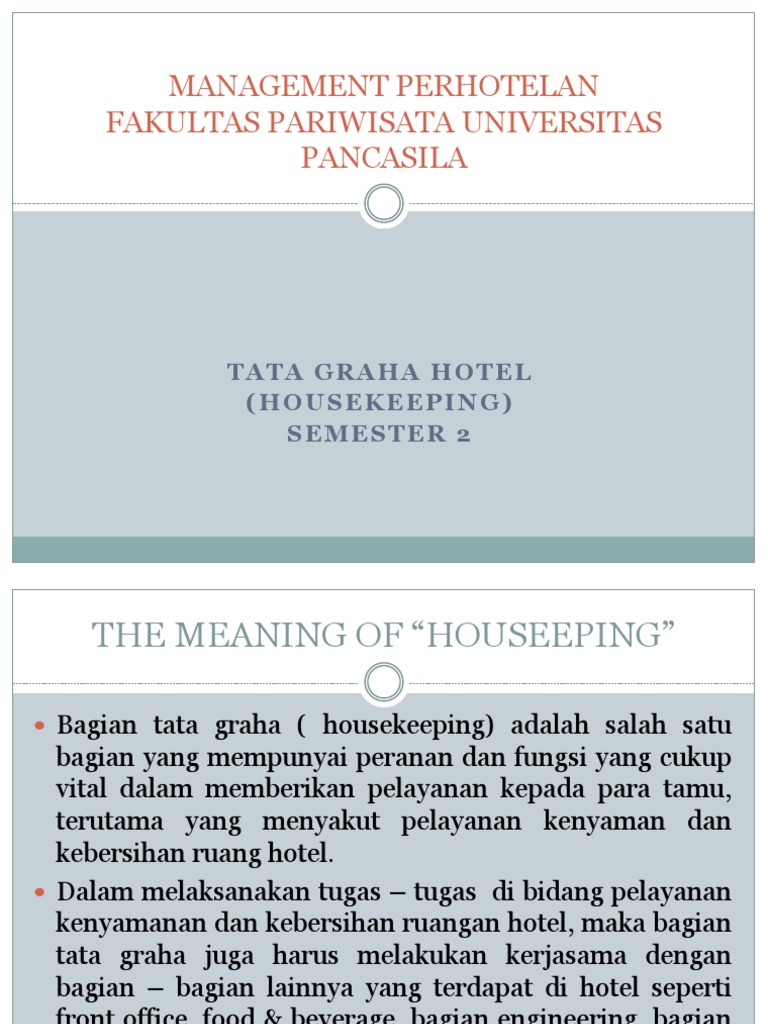 Housekeeping Department | PDF | Karier & Perkembangan
