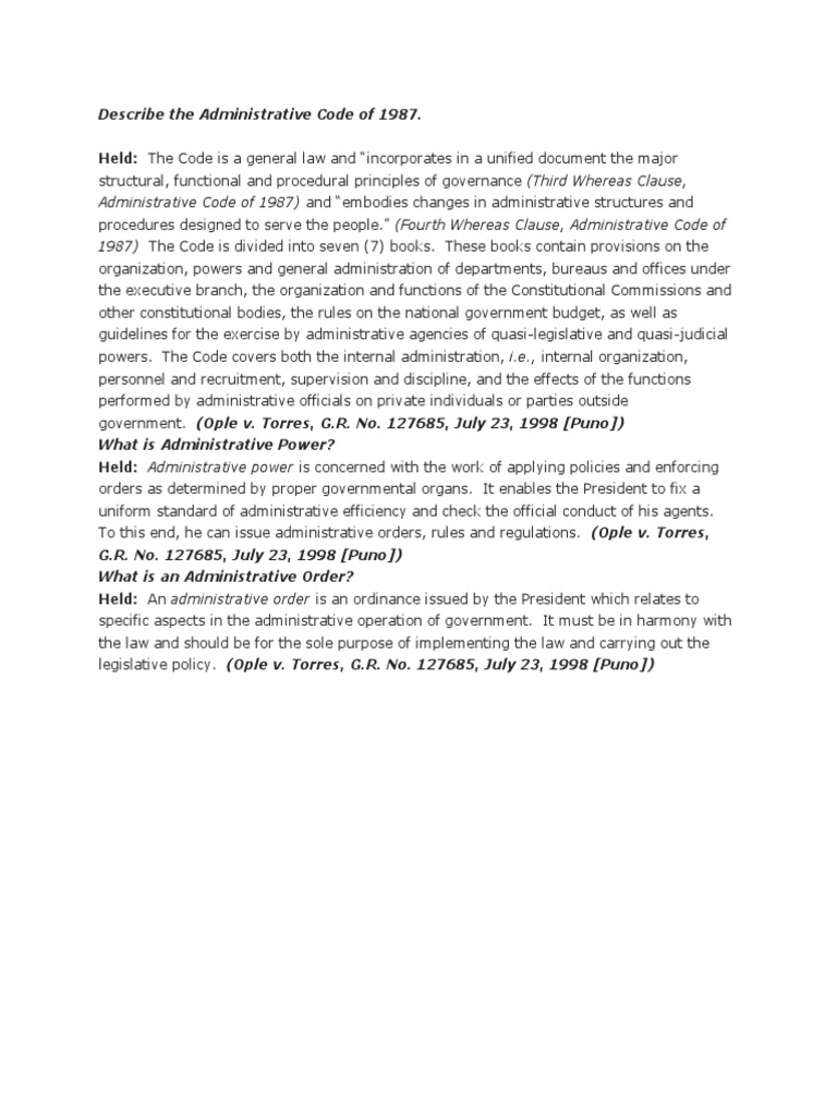 An Overview of the Administrative Code of 1987 and Key Administrative ...