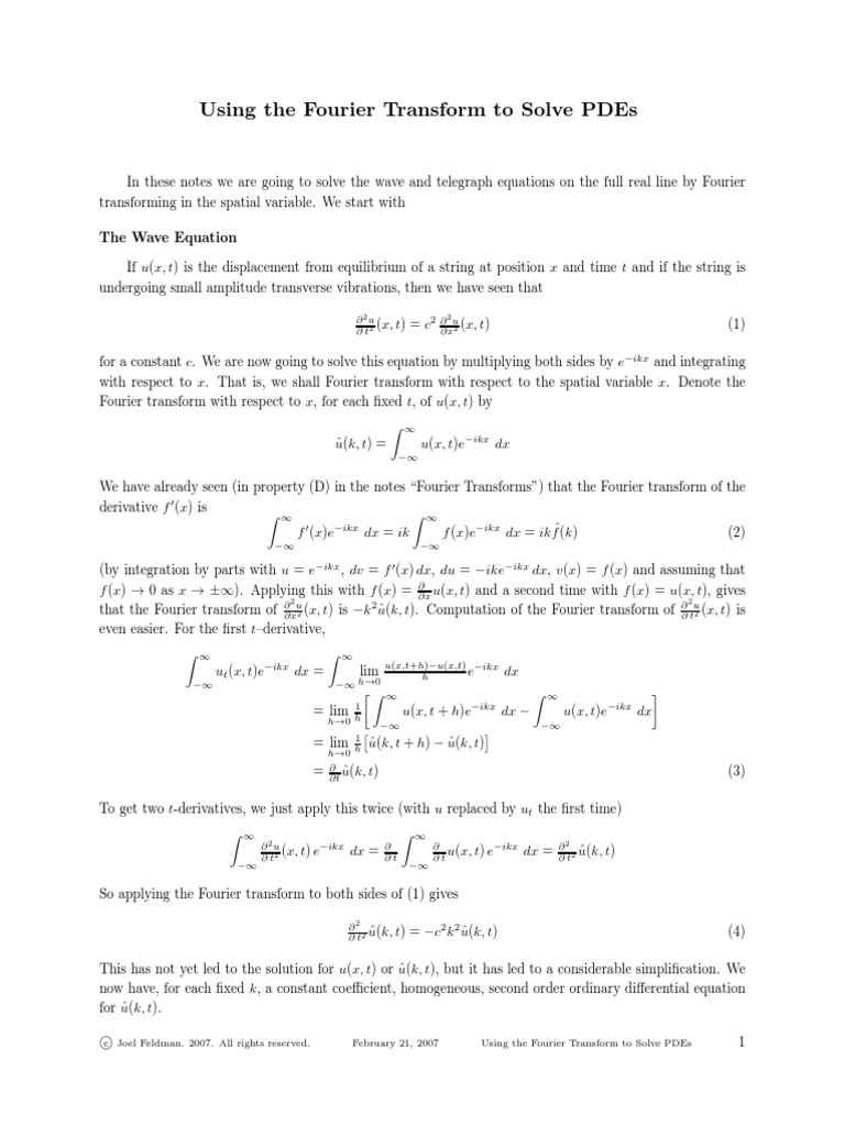 Fourier Transform Solutions for PDEs | PDF | Partial Differential ...