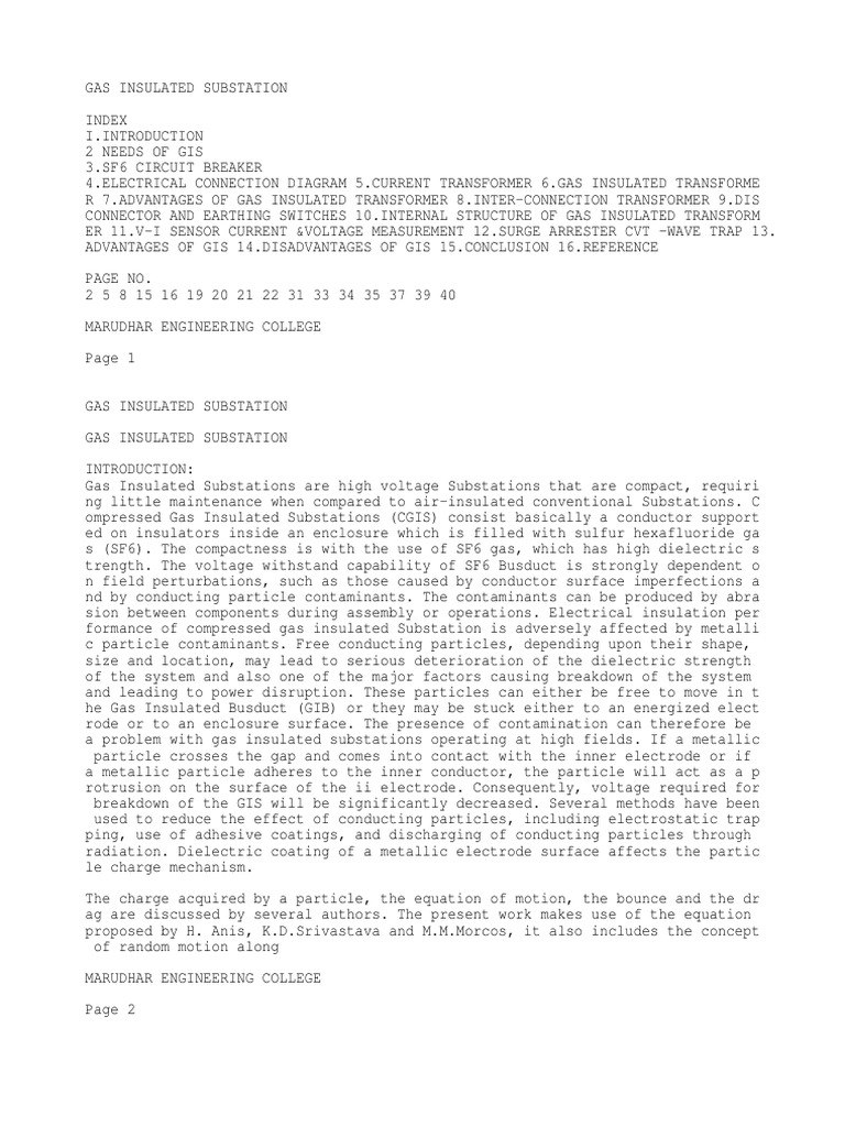 Gas Insulated Substation Report | PDF | Electrical Substation | Transformer