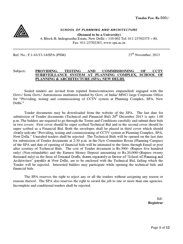 Tender For CCTV Plann BLDG Final | PDF | Value Added Tax | Taxes