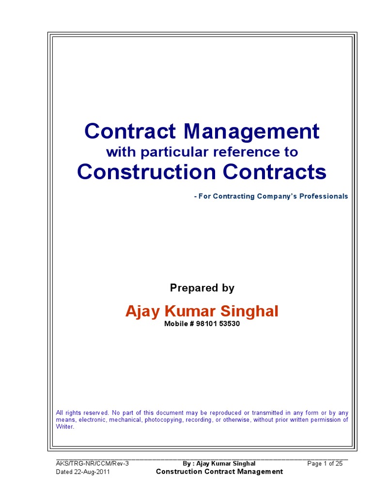 1 Text Book Construction Contract Management | PDF | Offer And ...
