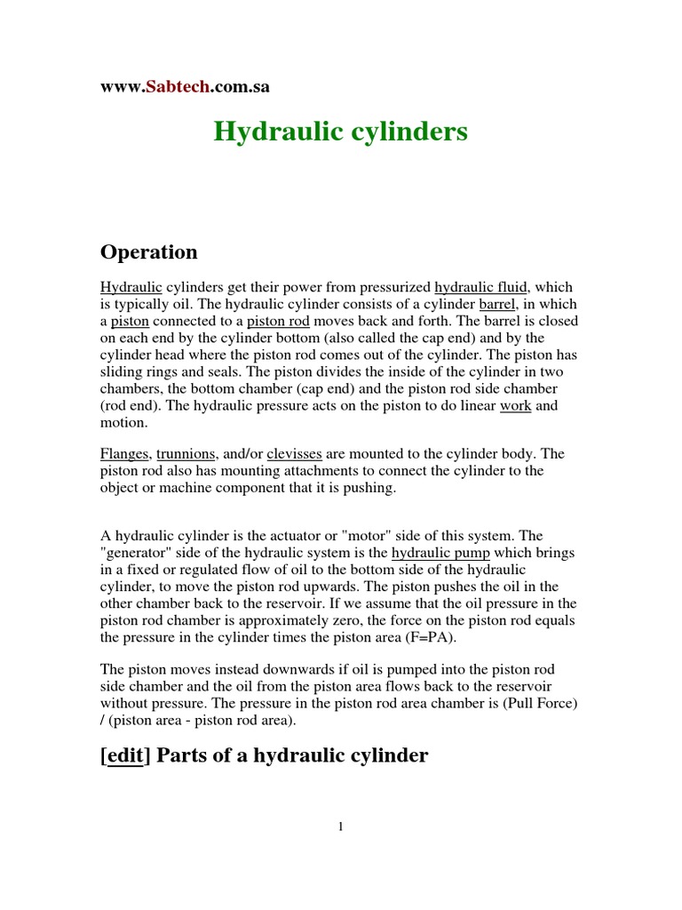 Hydraulic Cylinders | PDF | Machines | Mechanical Engineering