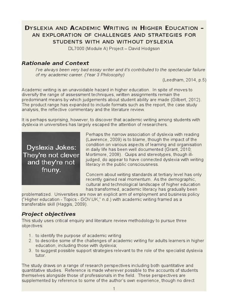 Dyslexia & Academic Writing | Dyslexia | Literacy