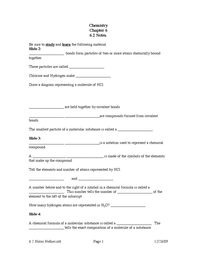 Chemistry Notes for Students | PDF | Chemical Compounds | Molecules