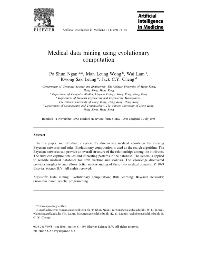 Medical Data Mining Using Evolutionary Computation | PDF | Bayesian Network | Data Mining