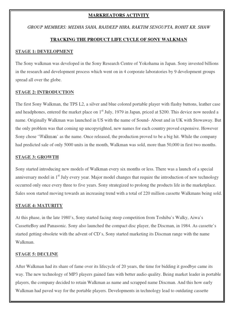 Tracking The Product Life Cycle of Sony Walkman | PDF
