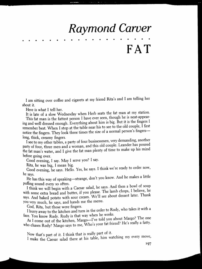Fat - Raymond Carver PDF | PDF