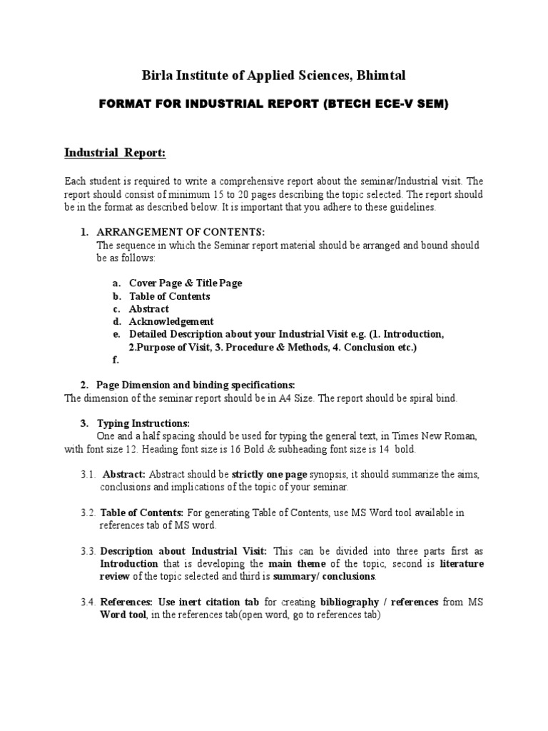 Industrial Visit Format 2014 | PDF | Abstract (Summary) | Communication
