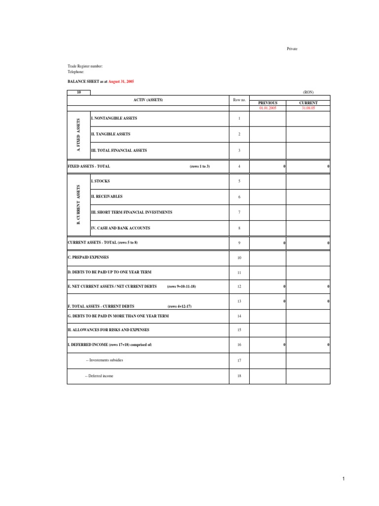 Bilant in Engleza | PDF | Expense | Debits And Credits